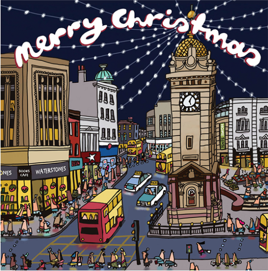 Christmas Brighton Clock Tower - Malarkey Cards
